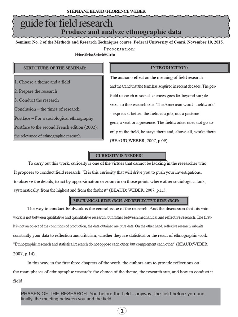 Field Research Manual | PDF | Field Research | Ethnography