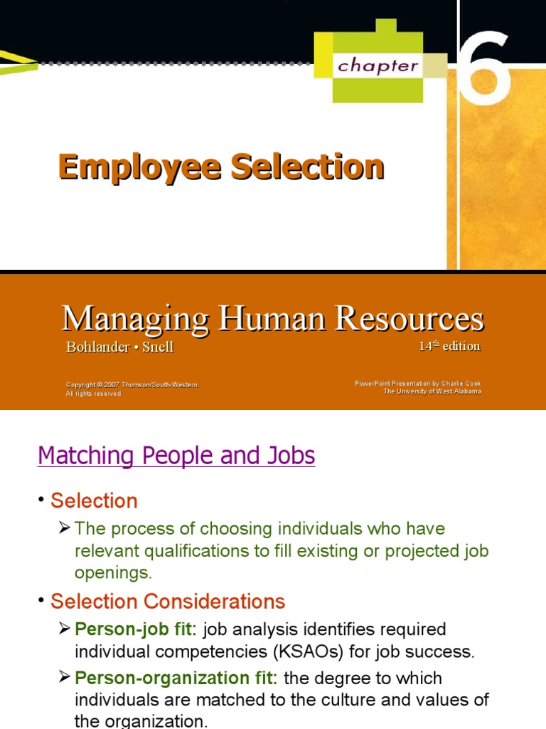 Chapter 6 Employee Selection | PDF | Background Check | Validity (Statistics)