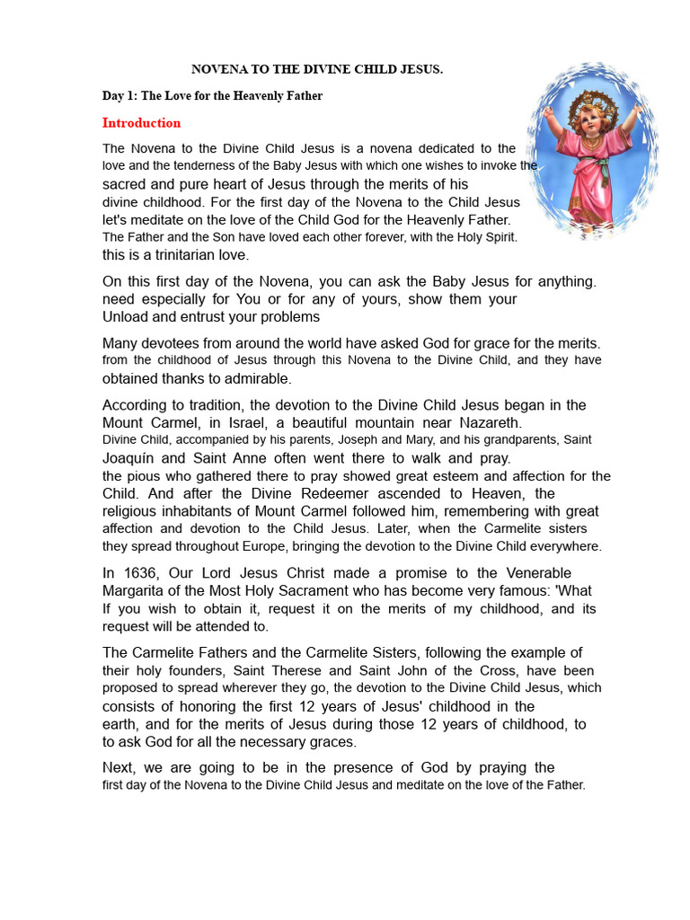 Novena To The Divine Child Jesus | PDF | God The Father | Jesus