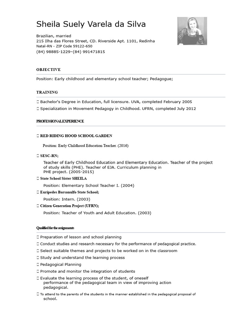 Sheila Varela Resume 2016 | PDF | Pedagogy | Teachers