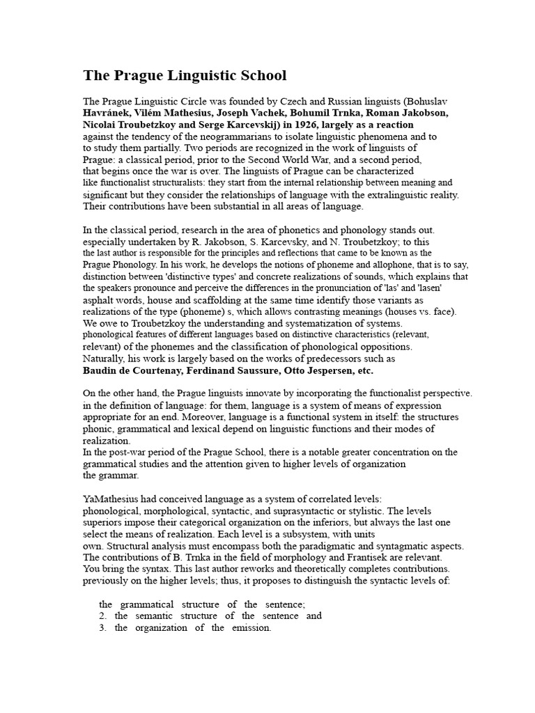 The Prague Linguistic Circle | PDF | Phonology | Linguistics