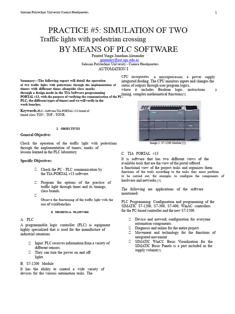 Traffic Light Simulation with PLC TIA Portal | PDF | Programmable Logic ...