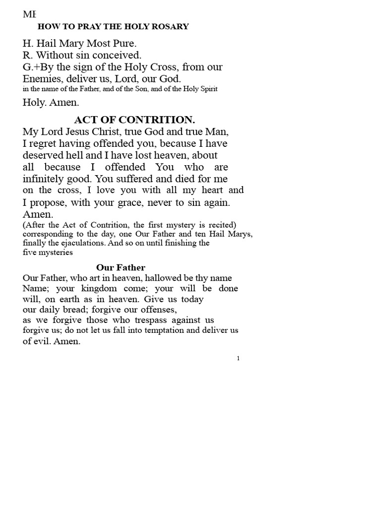 The Prayer of The Holy Rosary | PDF | Mary, Mother Of Jesus | Lord's Prayer