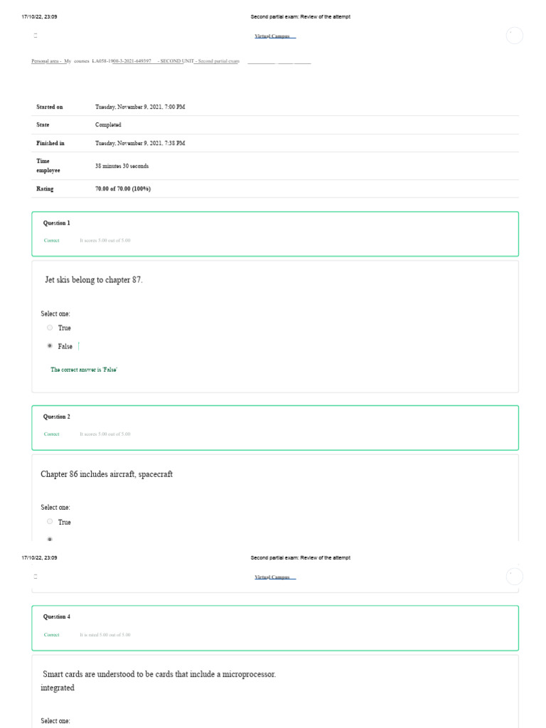 Second Partial Exam - Review of The Attempt | PDF