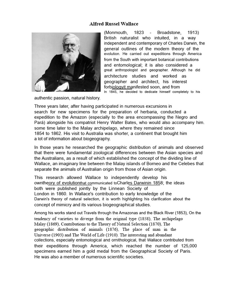 Alfred Russel Wallace | PDF | Alfred Russel Wallace | Charles Darwin