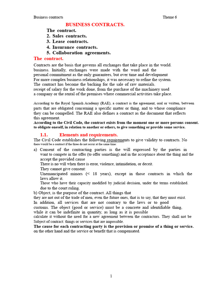 Topic 6 (Business Contracts) | PDF | Consent | Private Law