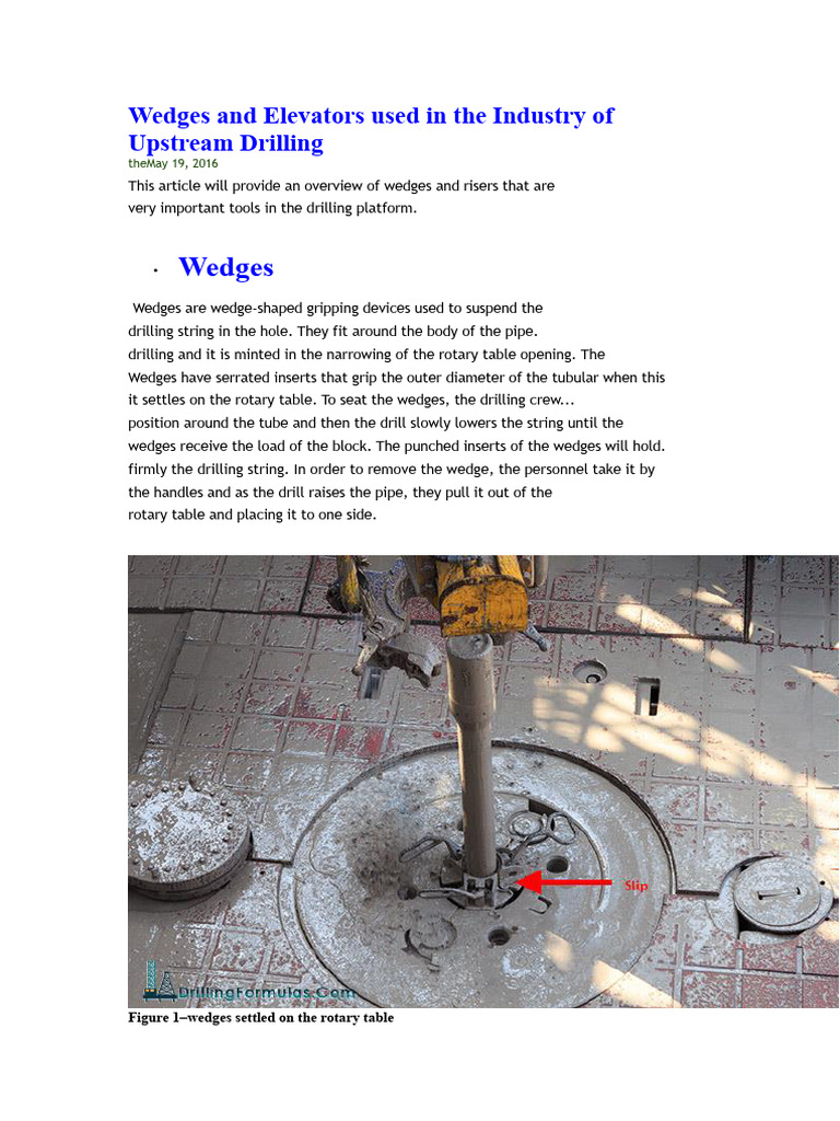 Wedges and Elevators Used in Drilling Rigs | PDF | Drill | Elevator