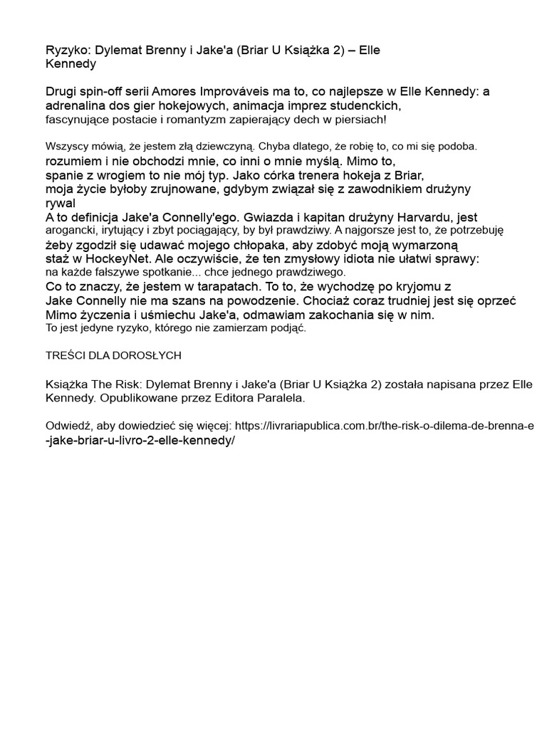 Ryzyko - Dylemat Brenny I Jake'a (Briar U Książka 2) - Elle Kennedy | PDF