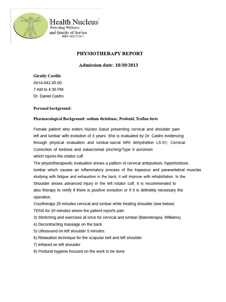 Comprehensive Physiotherapy Report | PDF | Physical Therapy | Shoulder