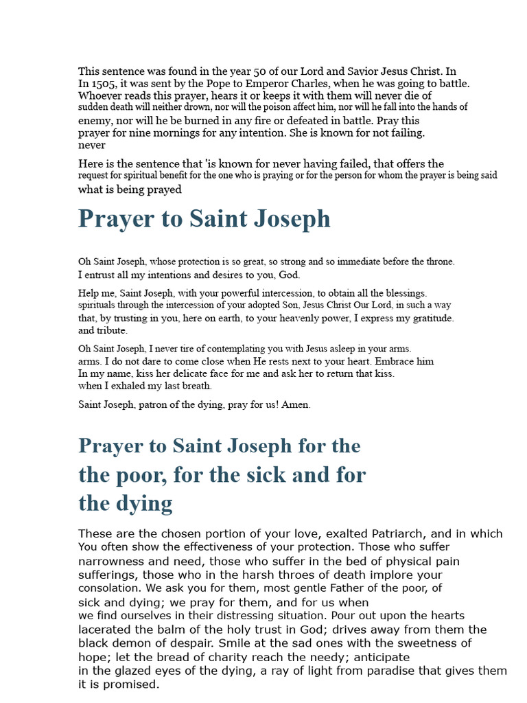 Prayer To Saint Joseph | PDF | Saint Joseph | Prayer