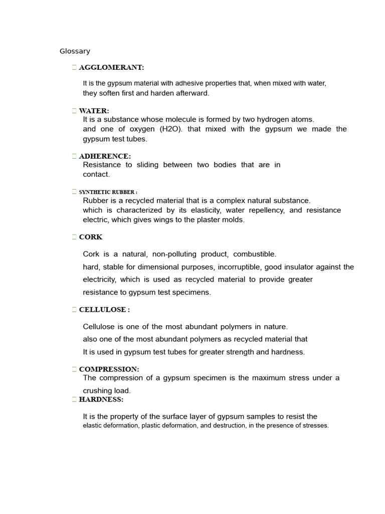 Thesis Glossary | PDF | Hardness | Plaster