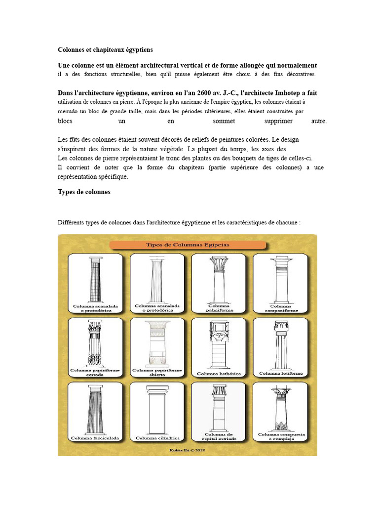 Colonnes et chapiteaux égyptiens | PDF | Colonne | Conception ...