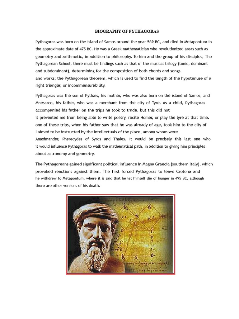Pythagoras: Life and Theorem Applications | PDF | Pythagoras | Mathematics