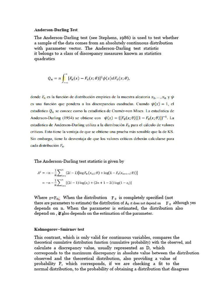 Anderson-Darling Test | PDF | Probability Distribution | Normal ...