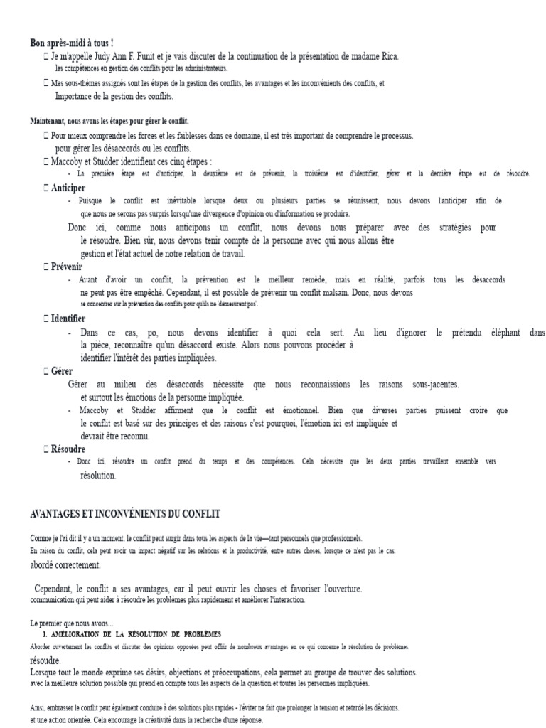 Compétences en gestion des conflits | PDF | Résolution de conflit ...