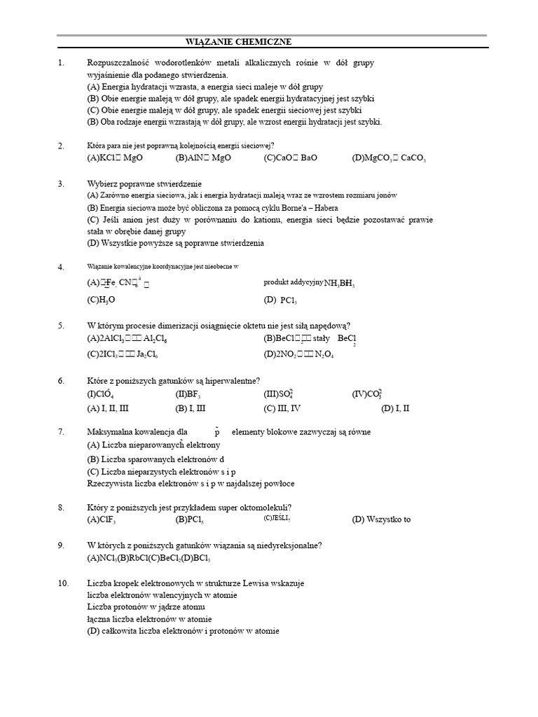 Wiązanie Chemiczne - Zasada Fajana | PDF