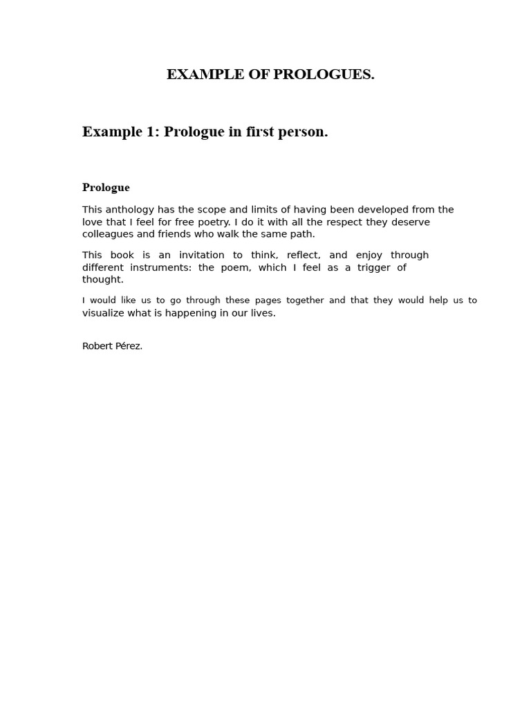 Prologue Examples for Literary Anthologies | PDF