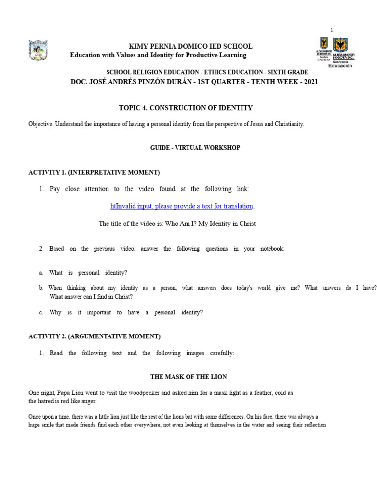 Grade 6 - Topic 4 - First Trimester (10 Weeks) - Ethics and Religion ...
