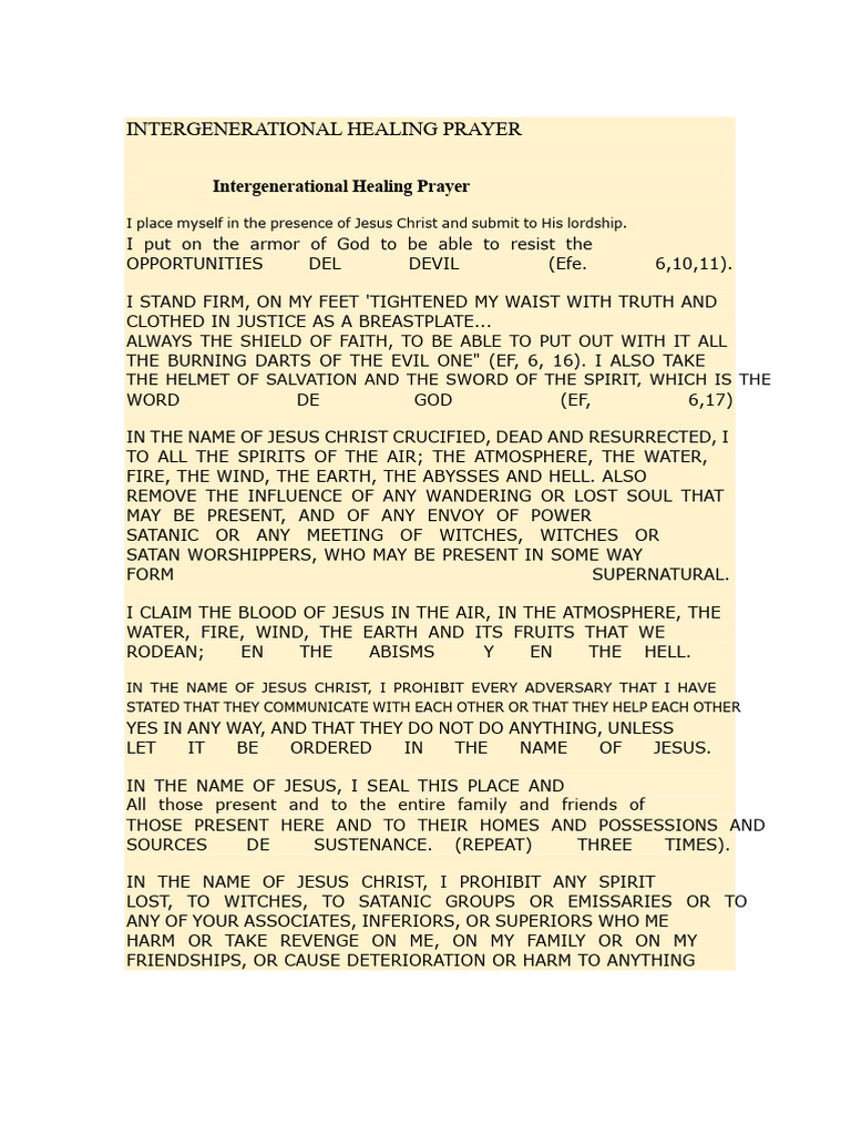 Intergenerational Healing Prayer | PDF | Jesus | Faith Healing