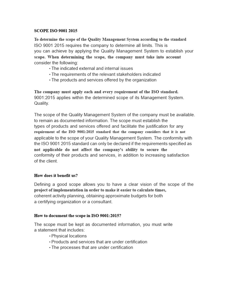 Determination of Scope (4.3) | PDF | Quality Management | Environmental ...