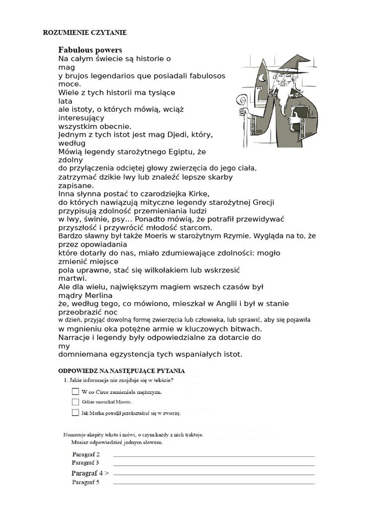Rozumienie Czytanego Tekstu | PDF