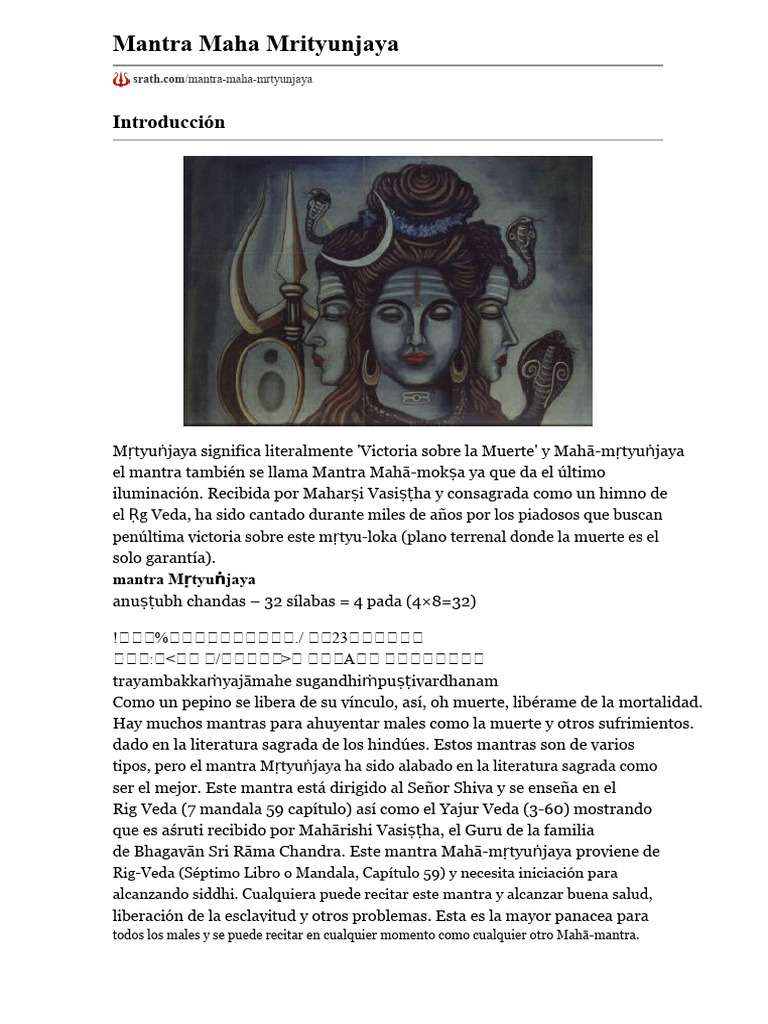 Mantra Maha Mrtyunjaya - Sanjay Rath | PDF | Mantra | Shiva