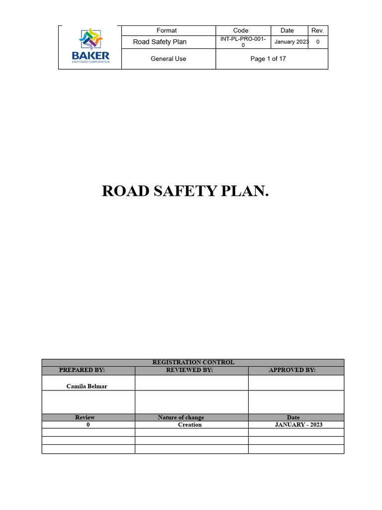 Road Safety Plan for Workplace Mobility | PDF | Risk | Safety