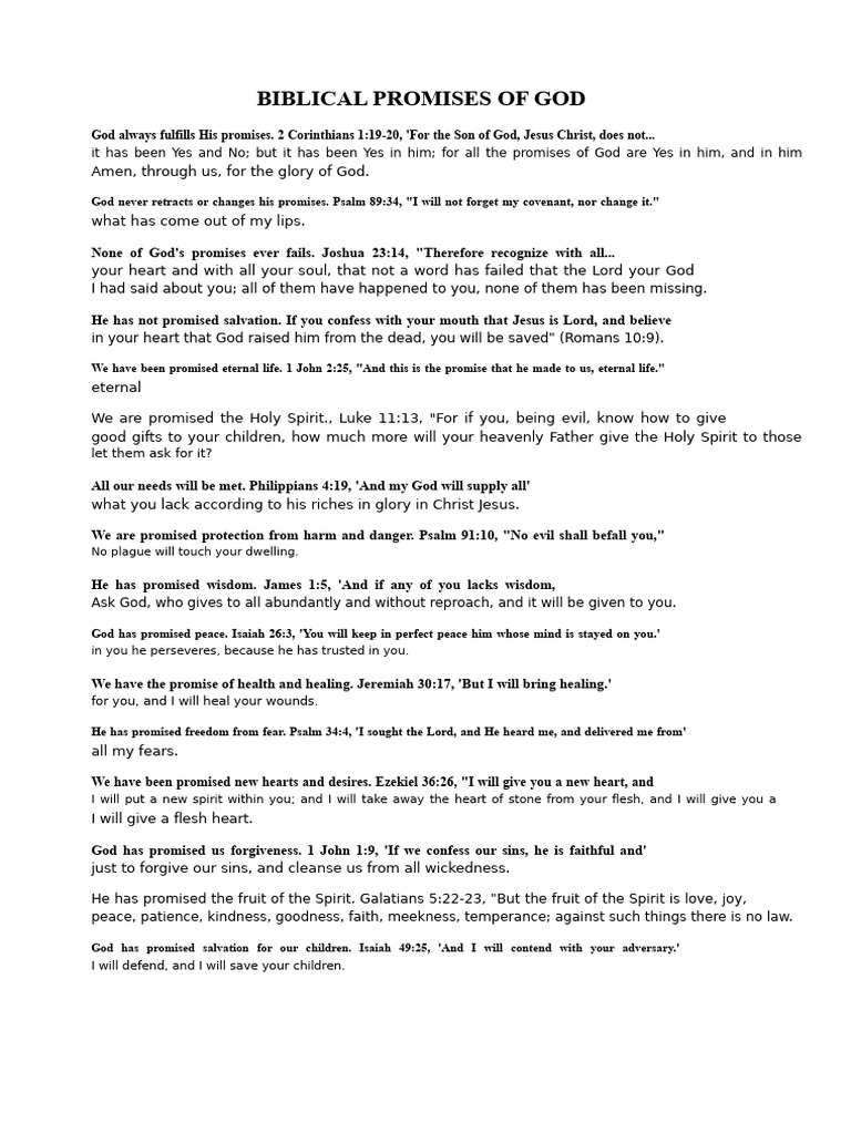 Biblical Promises of God | PDF | God In Christianity | Eternal Life ...
