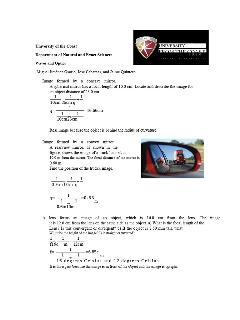Workshop On Lenses, Mirrors, and Diffraction | PDF