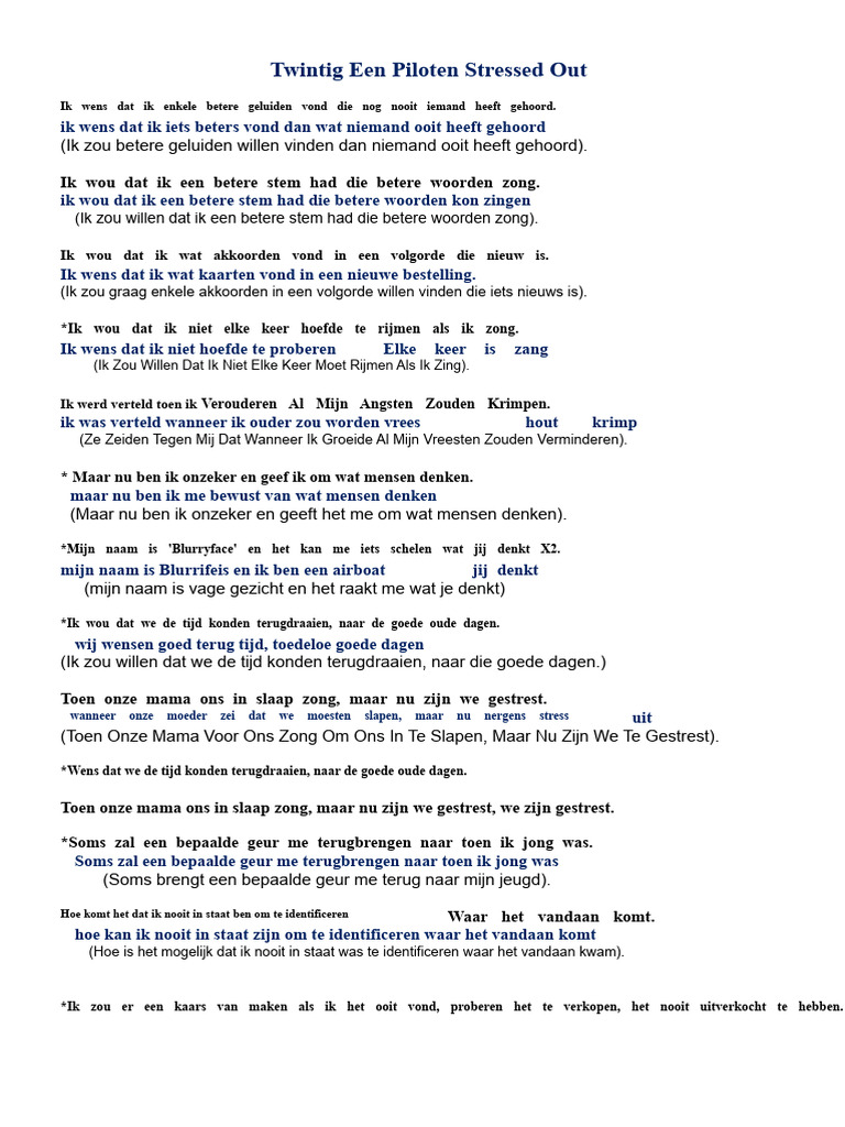 Twenty One Pilots Stressed Out | PDF