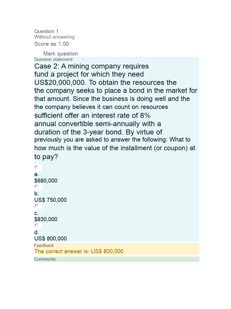 Finance Exam Iplacex | PDF | Interest | Bonds (Finance)