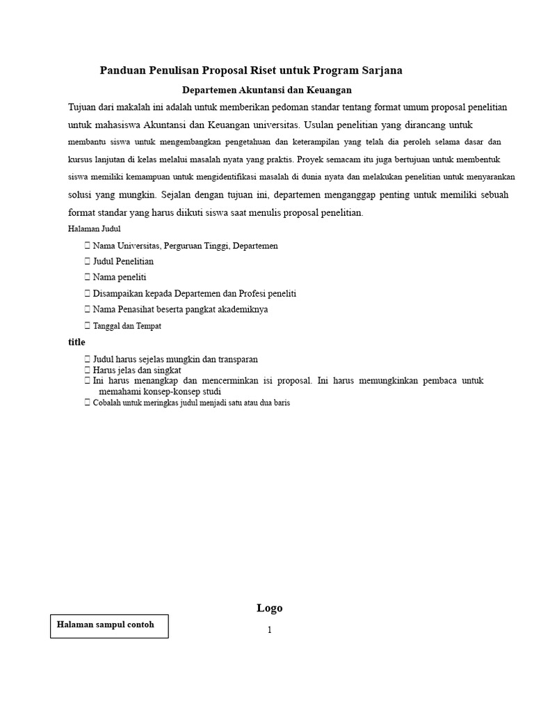 Pedoman Penulisan Proposal Penelitian UG | PDF