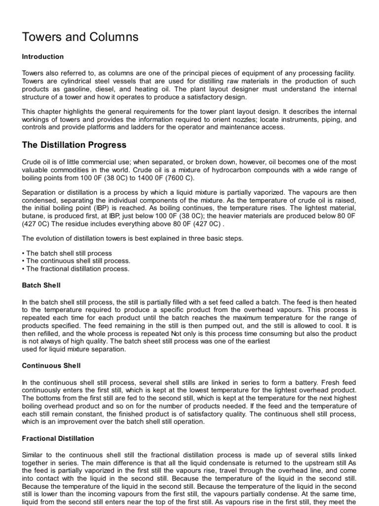 Towers and Columns | PDF | Distillation | Mechanical Engineering