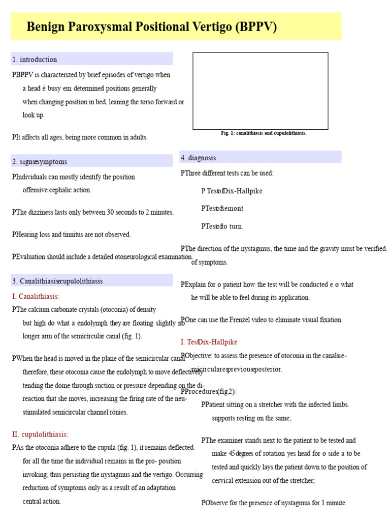 Benign Paroxysmal Positional Vertigo (BPPV) | PDF | Vertigo | Medical ...