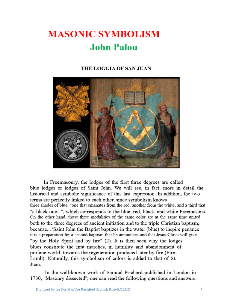 Masonic Symbolism of Saint John Lodges | PDF | Freemasonry | Baptism