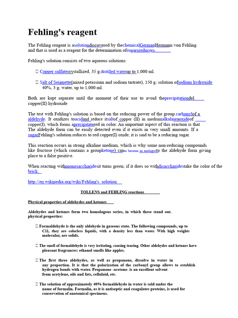 Fehling's Reagent 93845755 | PDF | Aldehyde | Ketone