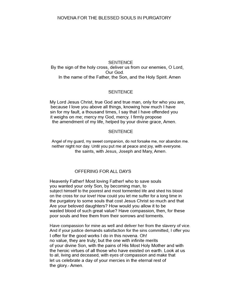 Novena for Souls in Purgatory | PDF | Purgatory | Mercy