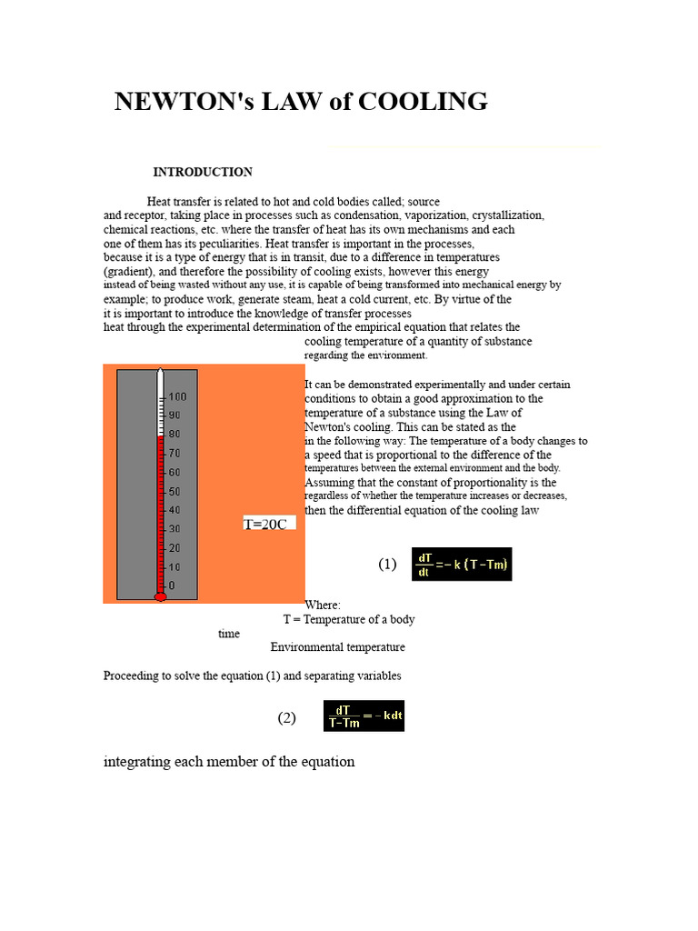 Newton's Law of Cooling | PDF | Heat | Heat Transfer