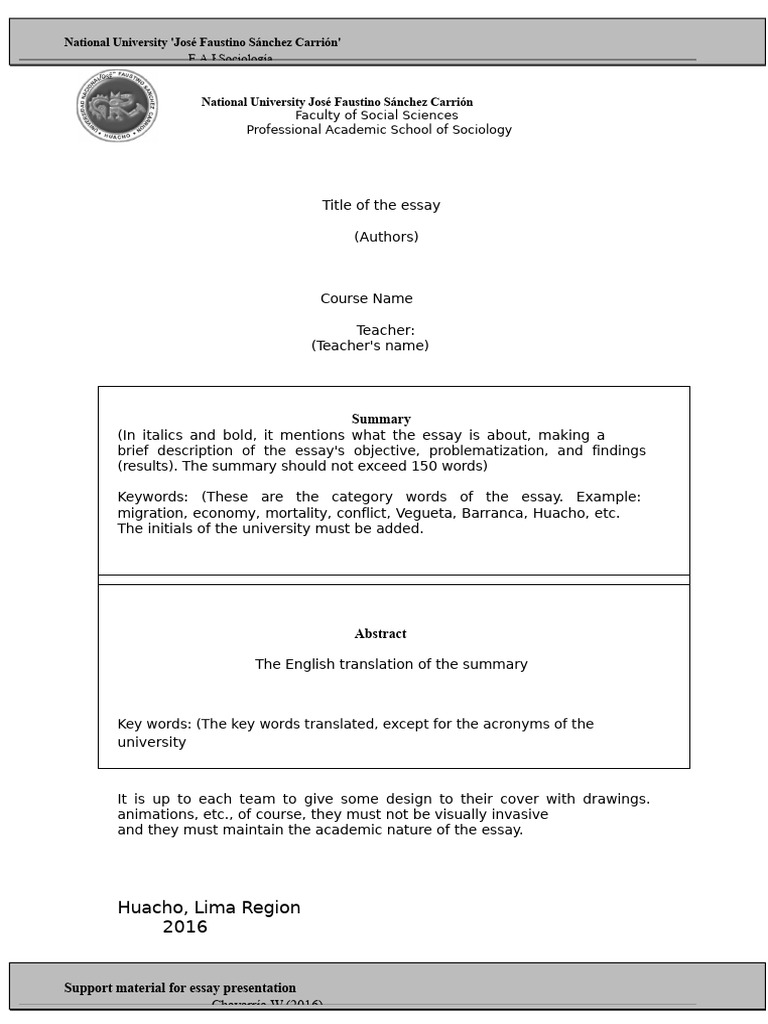 Model For Essay Presentation | PDF | Human Communication