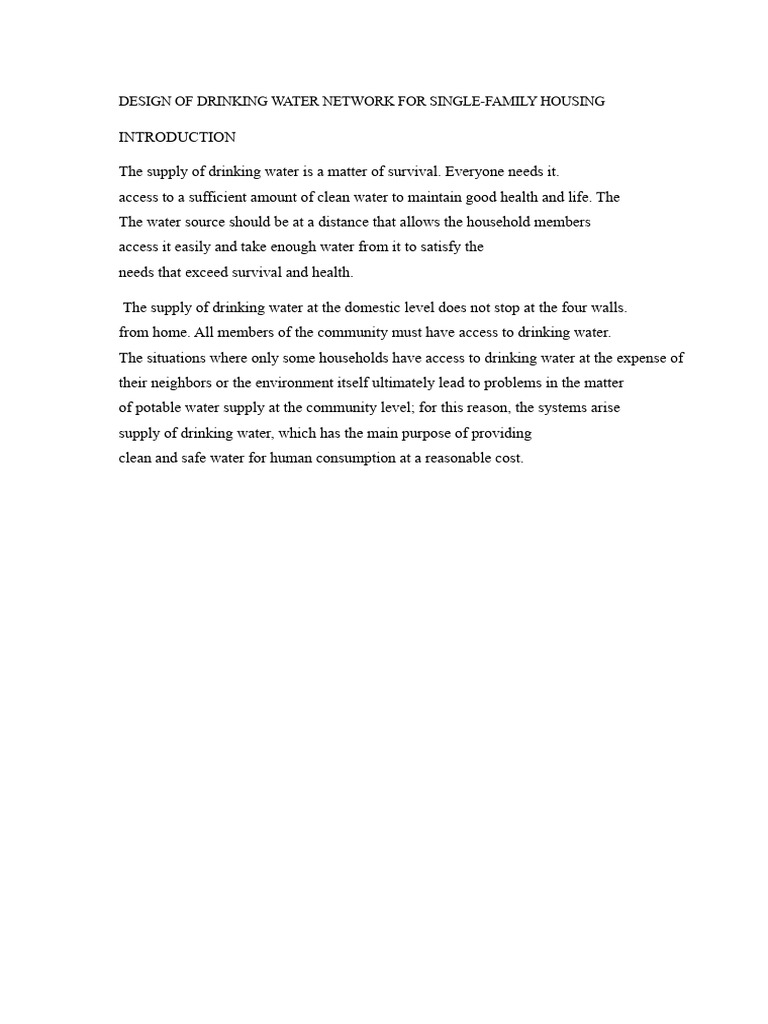 Design of Drinking Water Network For Single-Family Housing | PDF ...
