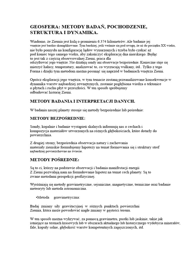 Metody Badania Geosfery | PDF