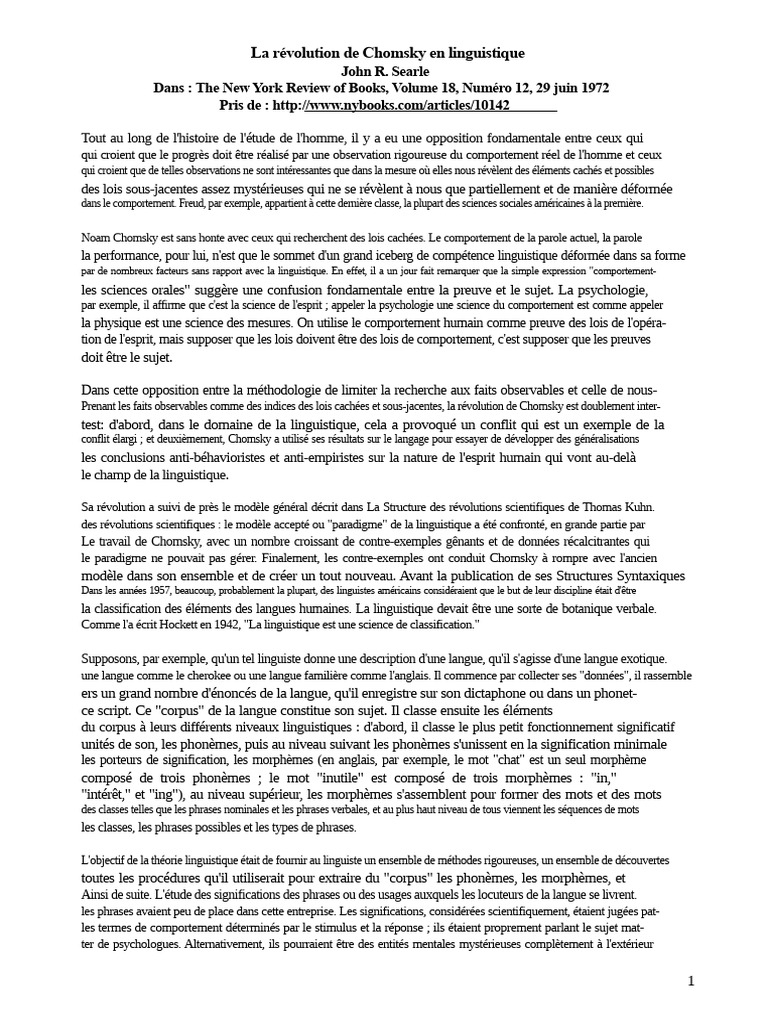 Chomsky : Révolution en linguistique | PDF | Noam Chomsky | Linguistique