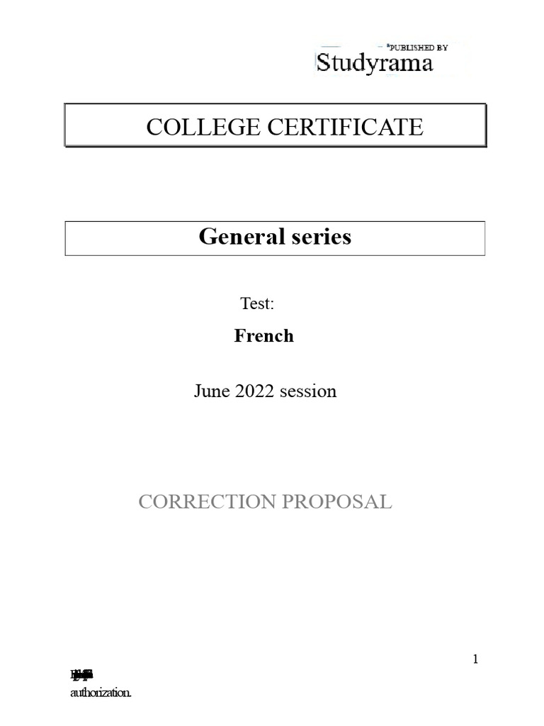 Complete Correction General French Exam Pdf Verb Linguistics