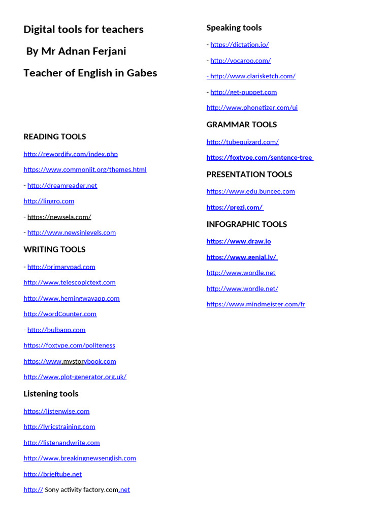 Essential Digital Tools for Teachers | PDF