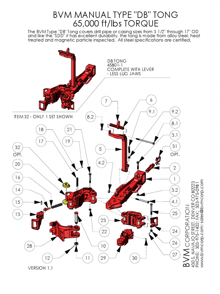 BVM Manual DB Tong Specifications | PDF | Technology & Engineering