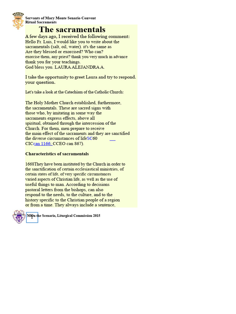 The Sacramental Ritual | PDF | Exorcism | Sacraments