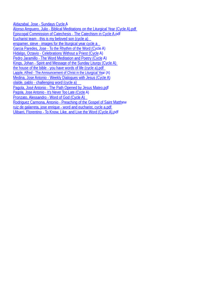 Liturgy - Homilies of Cycle A | PDF