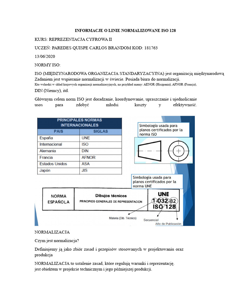 Sprawozdanie Linie Znormalizowane Iso 128 | PDF