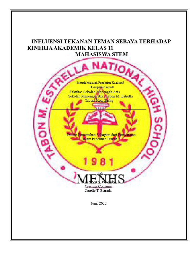 Pengaruh Tekanan Teman Sebaya pada Siswa STEM | PDF