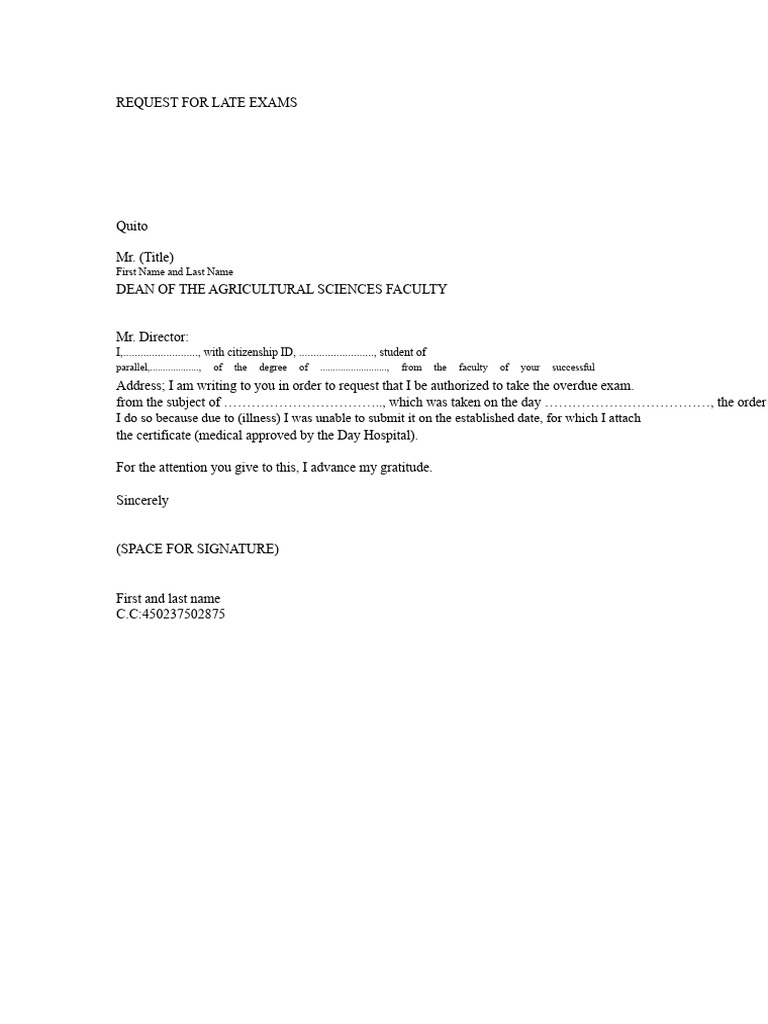 Request For Late Exams | PDF